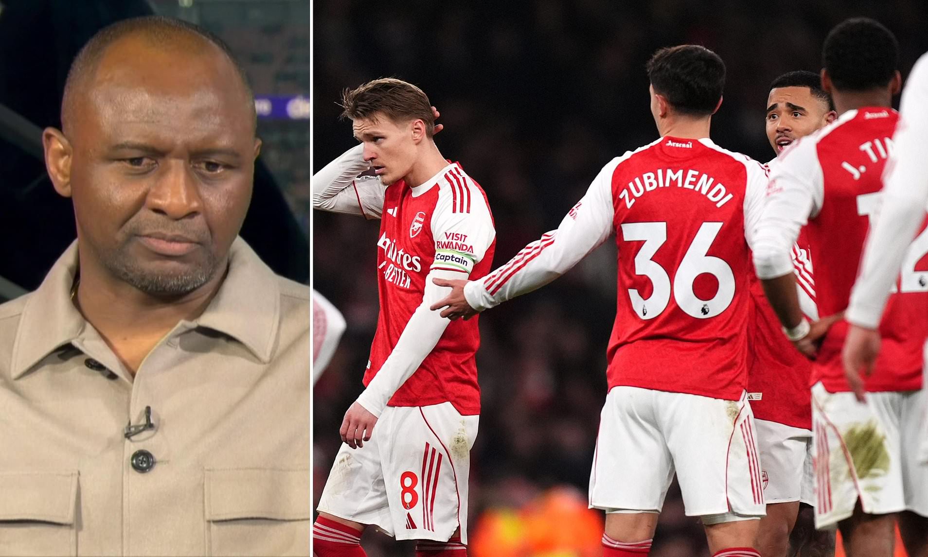 Patrick Vieira questions Arsenal's 'mental strength' after Man United ...