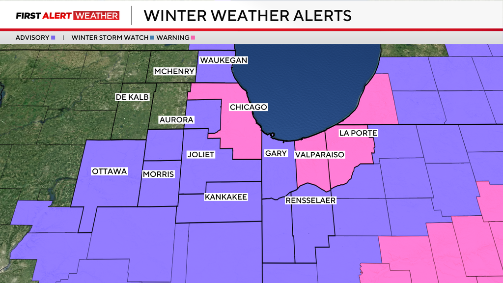 Winter storm warning in effect for parts of area as snow clobbers Chicago