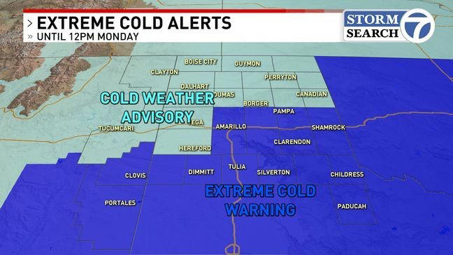 Extreme cold warnings continue until 12PM Monday