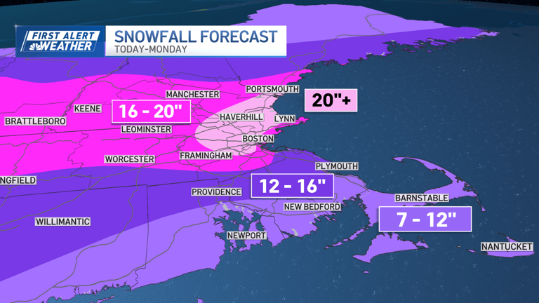 New snowfall maps: Storm blasts region, Greater Boston could see over ...