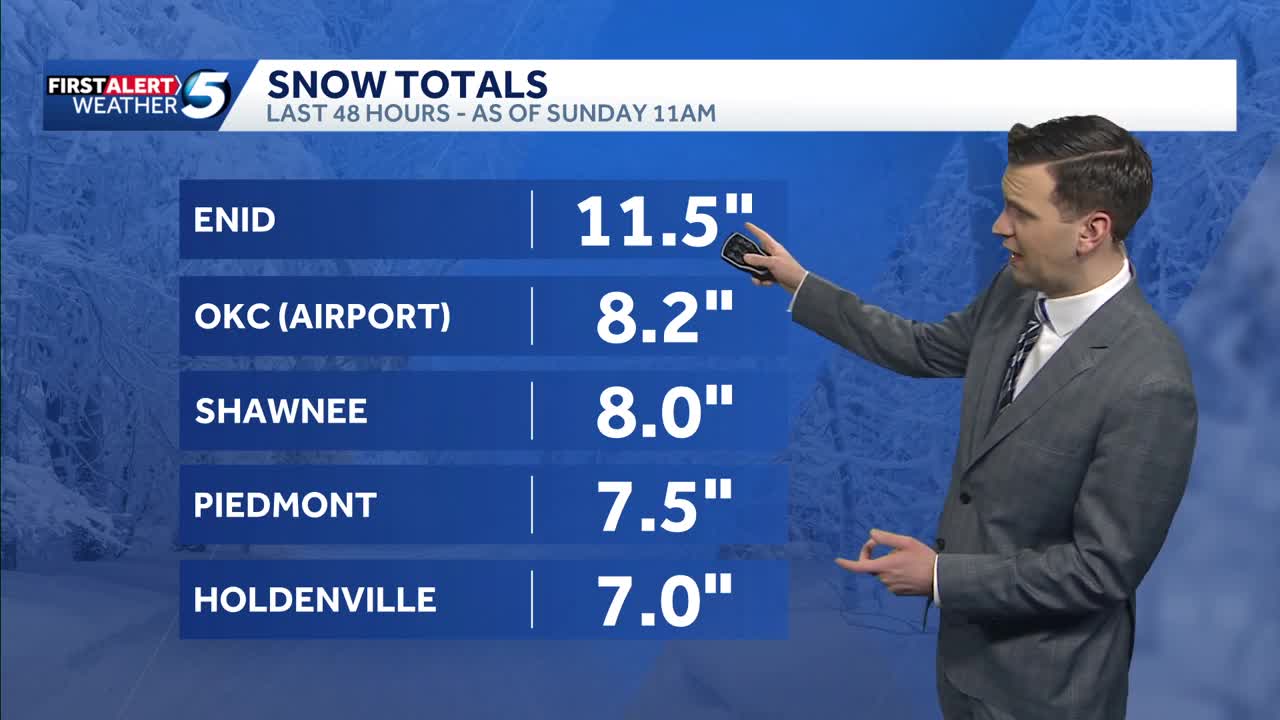 How much snow in Oklahoma over the last 3 days?