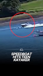 Moment a speedboat driver crashes into 15-year-old kayaker
