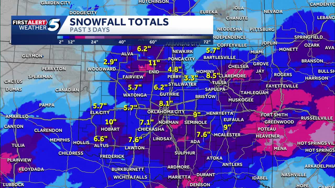 Oklahoma winter storm update: Oklahoma City sees more than 8 inches of ...