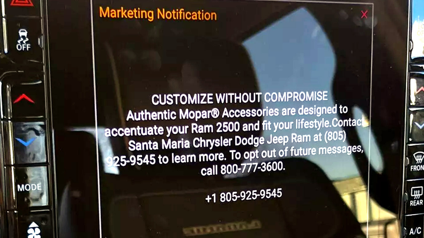 You can opt out of Stellantis pop-ups, but not from inside the car