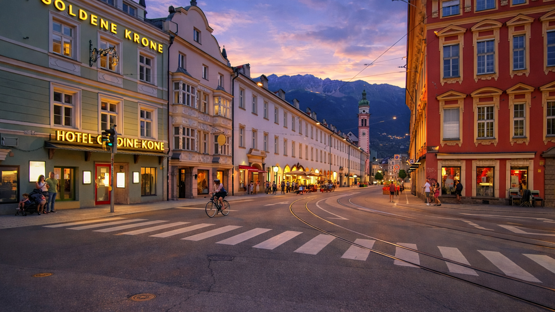 Innsbruck Austria beautiful evening city walk in Tyrol (4K)