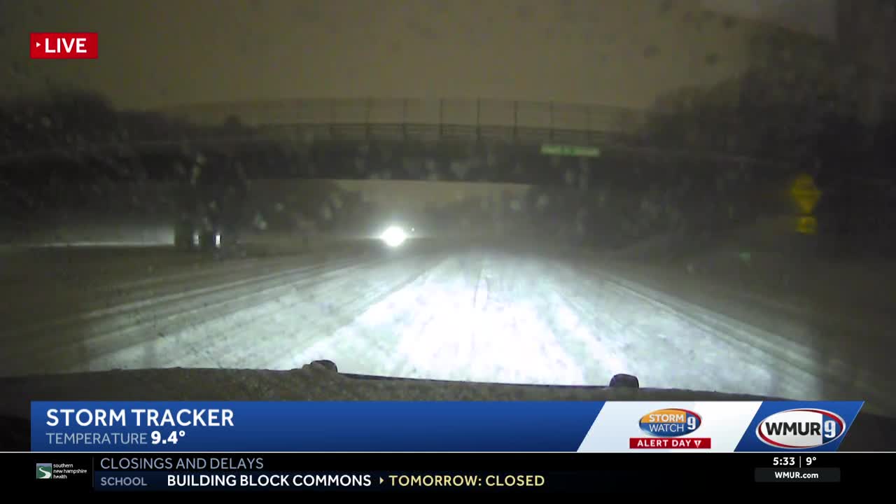 Road conditions poor as snow piles up in New Hampshire