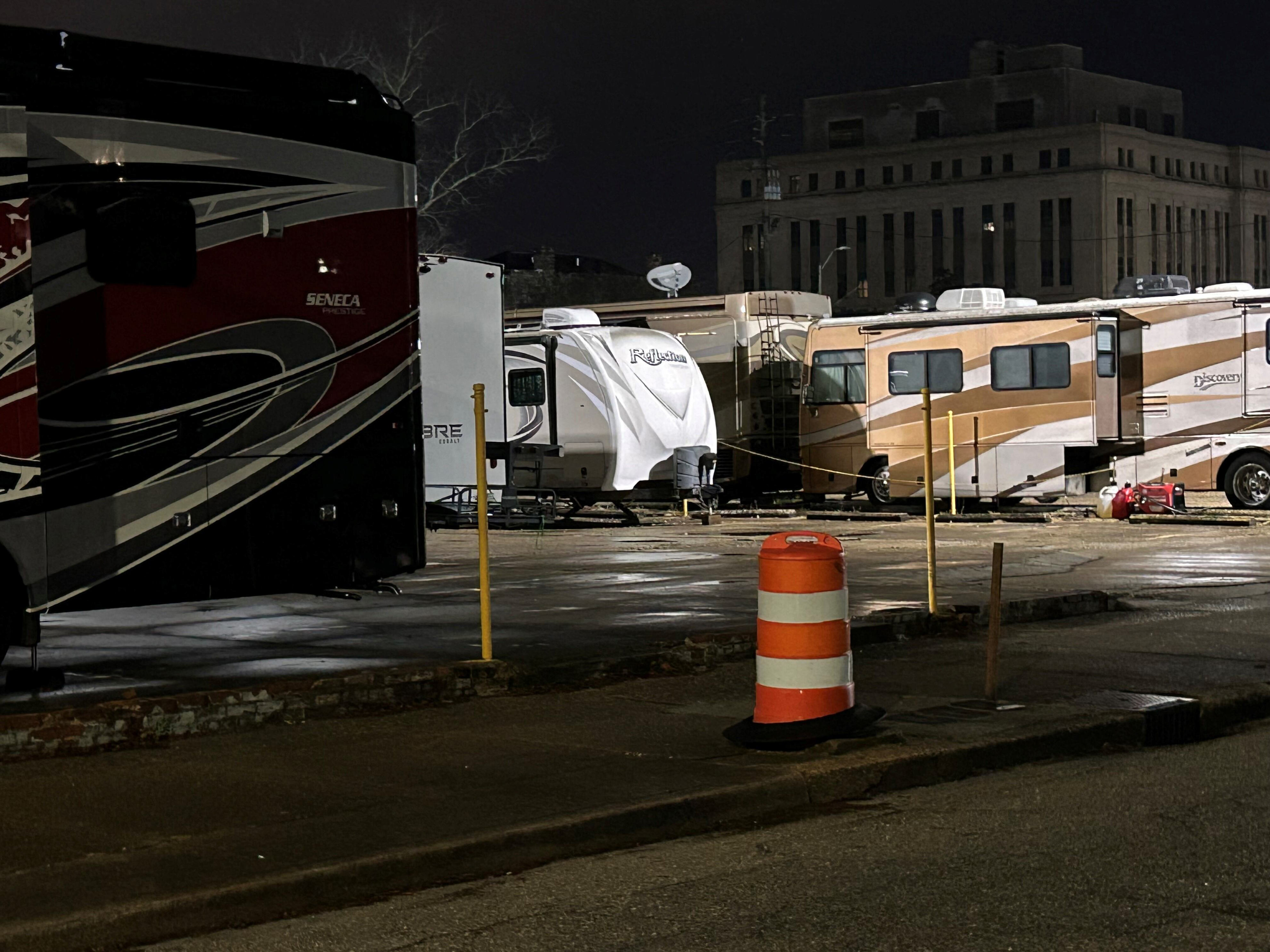 RV’s starting to fill downtown Mobile parking areas