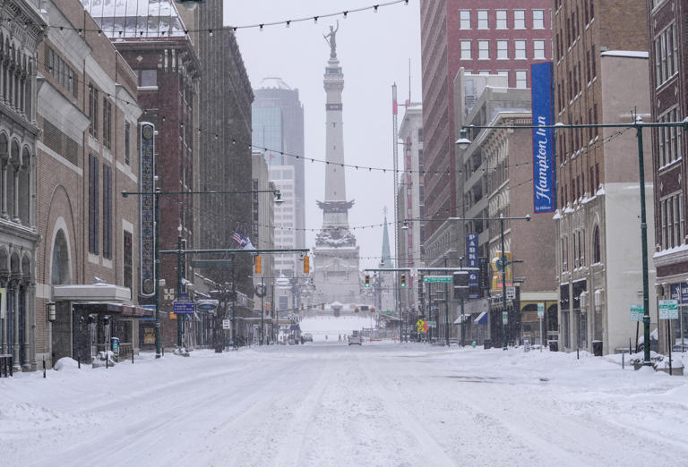 Road conditions are slick due to snowfall. Drive with caution, Hoosiers.