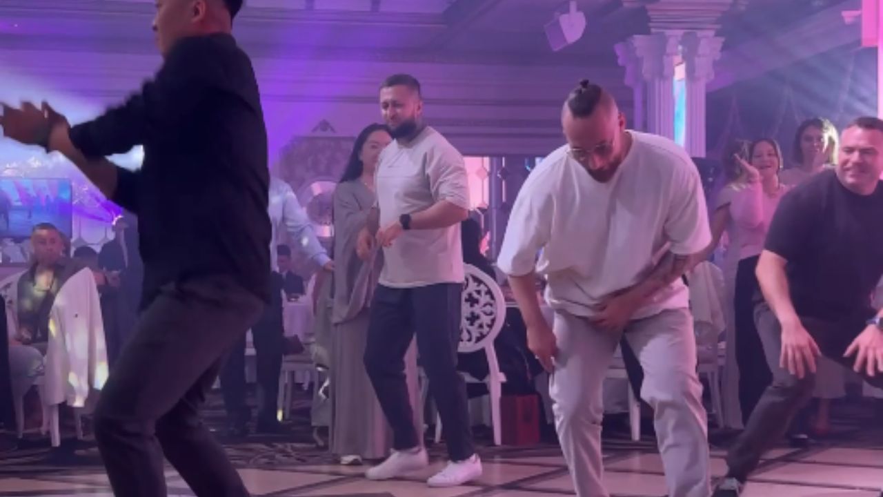Man joins a wedding dance competition and struggles to keep up with ...