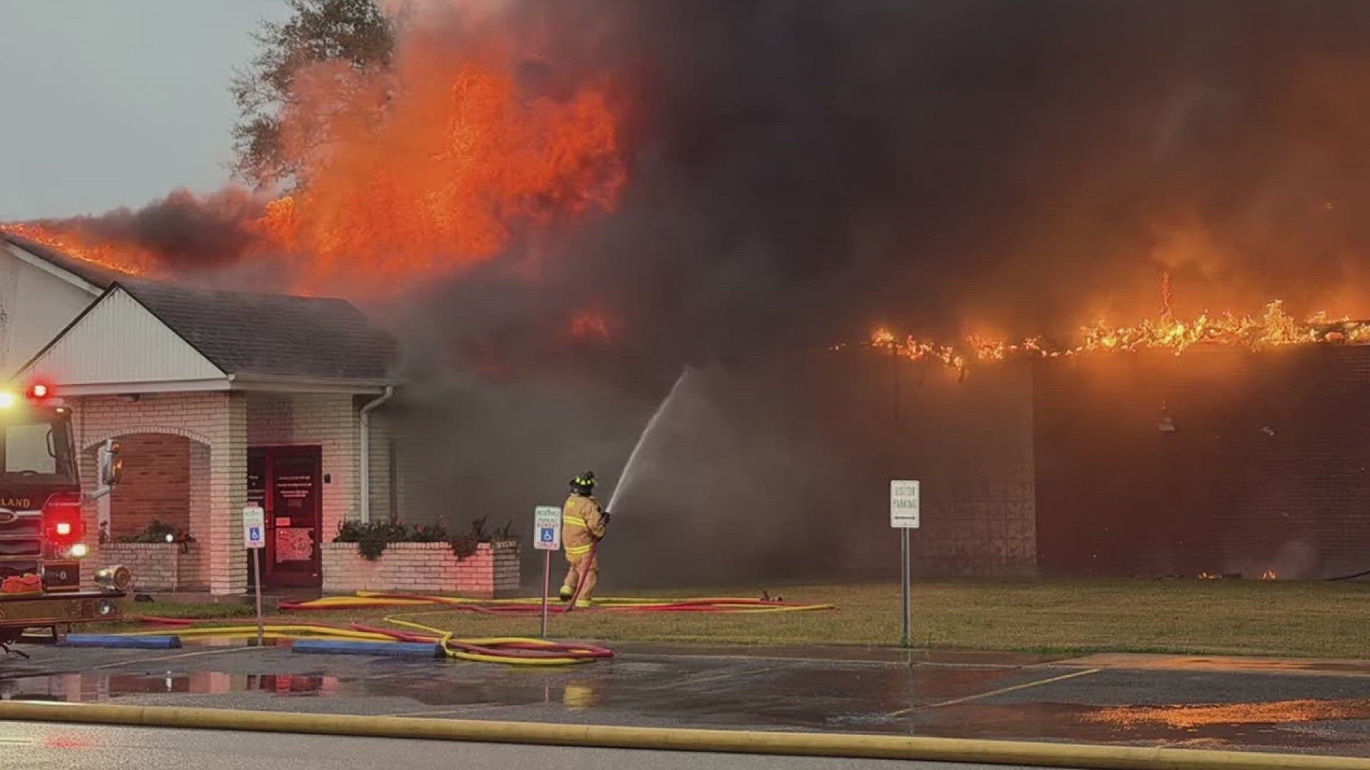 Firefighters battle Sunday morning fire at Seventh St Baptist Church in ...