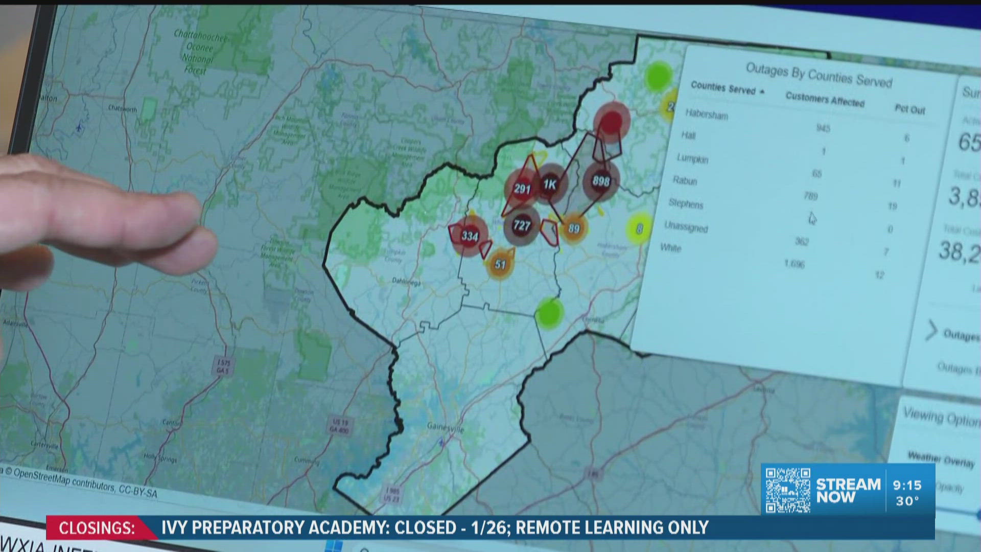Widespread power outages hit northeast Georgia