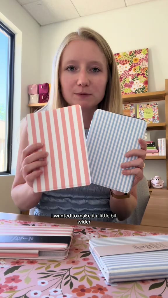 Meet my new pink stripe Kindle case to match blue stripe