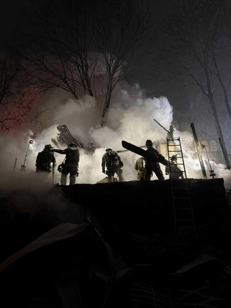 Fire destroys barn during snowstorm; 1 person injured