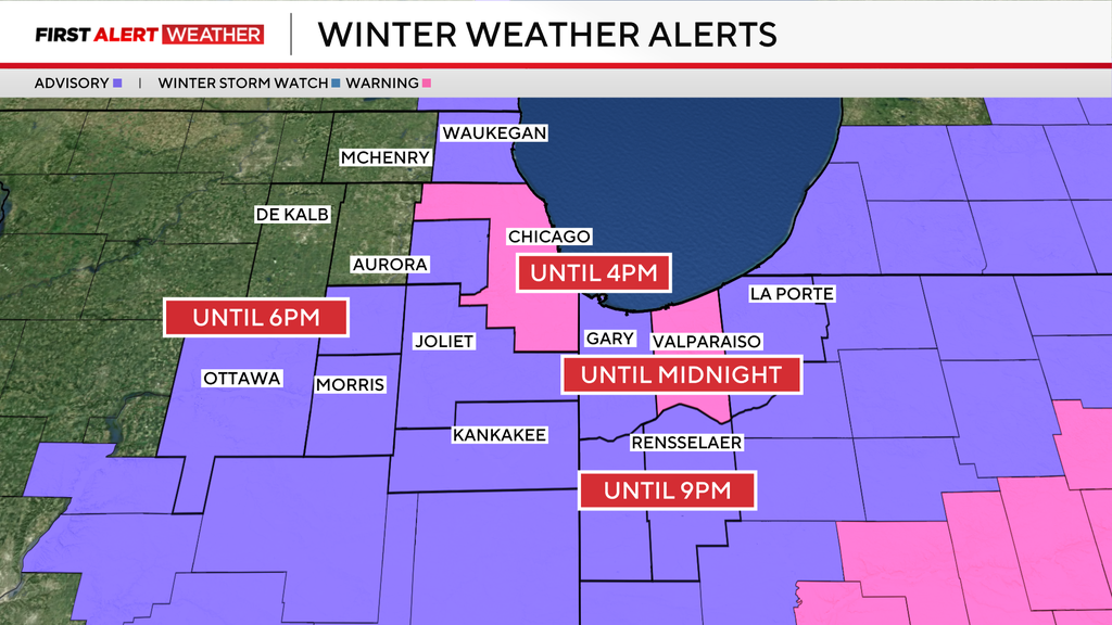 Winter Storm Warning in effect parts of area as snow clobbers Chicago
