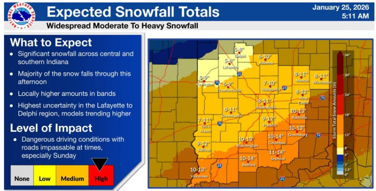 Stay indoors, move cars from emergency routes, Tippecanoe officials ask