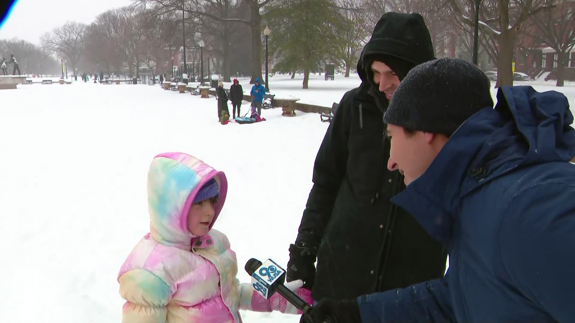 DC residents enjoying the snow day and enjoying the weather