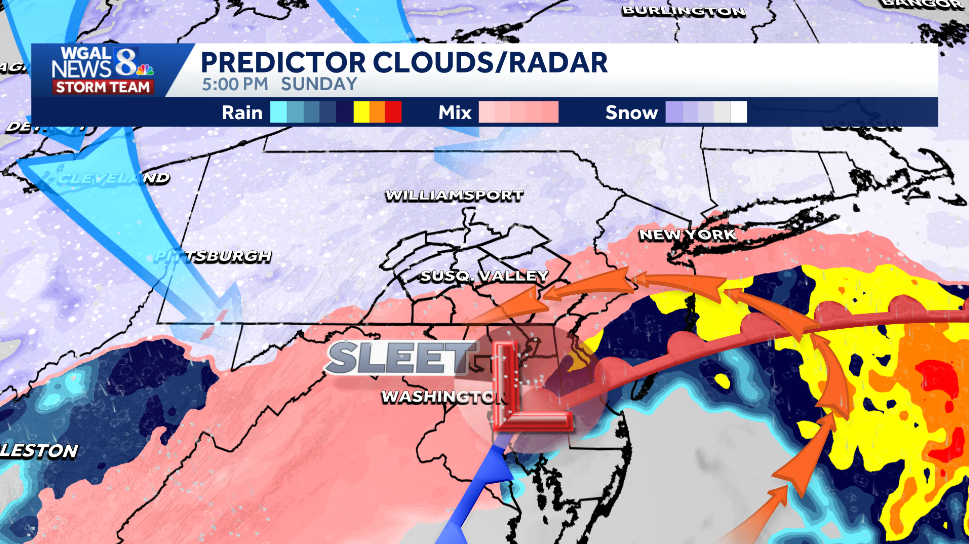 Sleet has moved into parts of the Susquehanna Valley