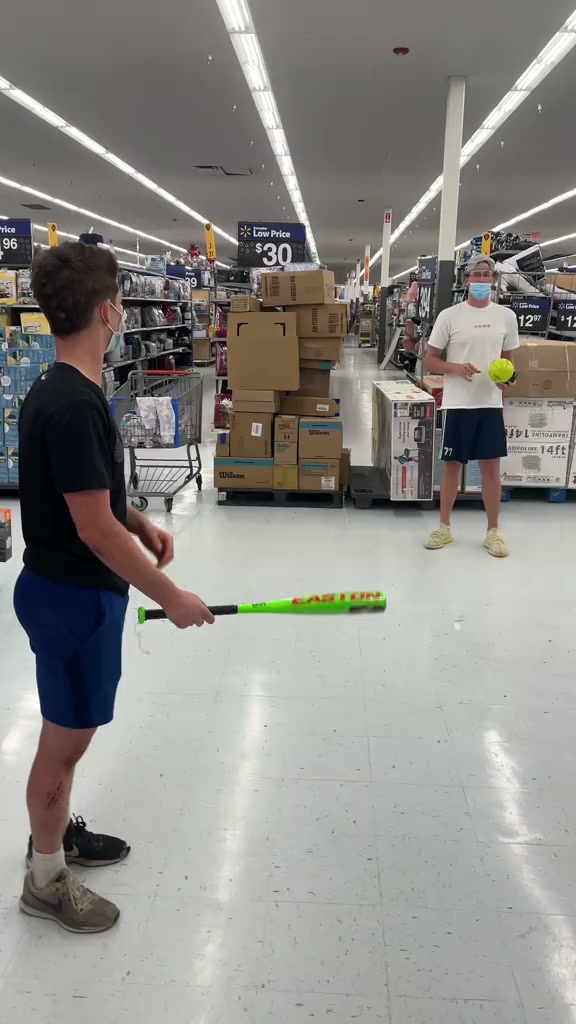 Store batting practice ends with a surprise shout