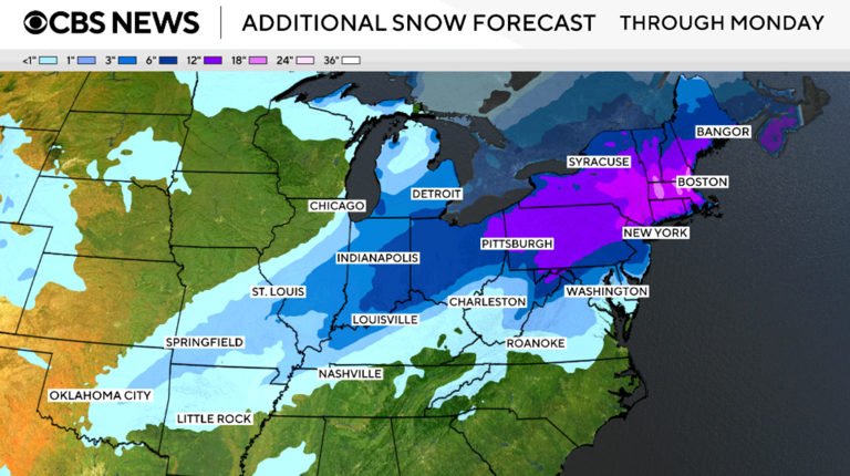 Latest forecast maps show fresh predictions for winter storm