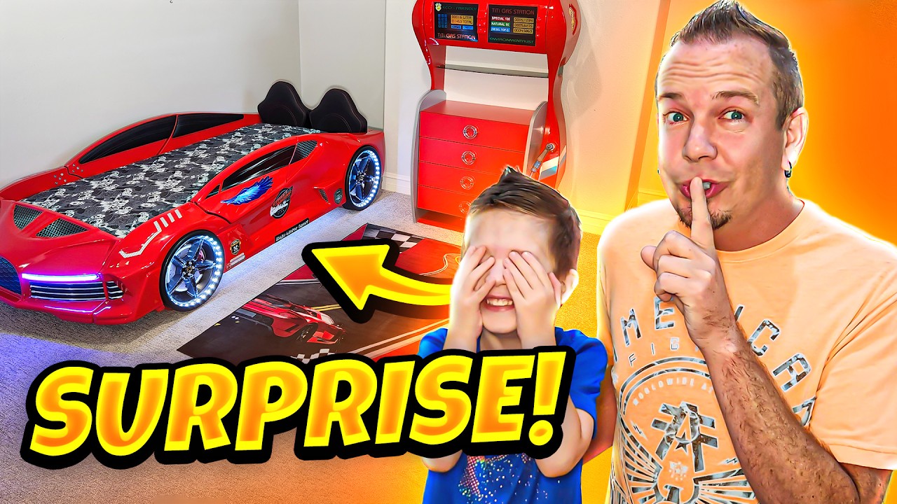 Surprising our son with a new bedroom makeover! 🏎️