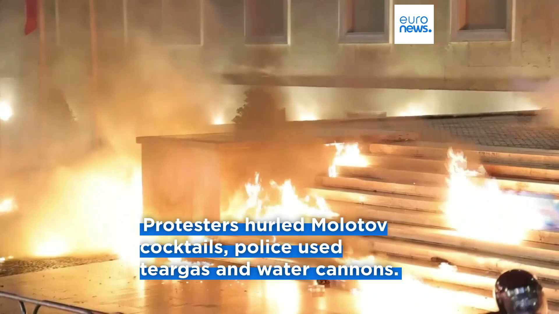 Clashes erupt during anti-government protest in Tirana