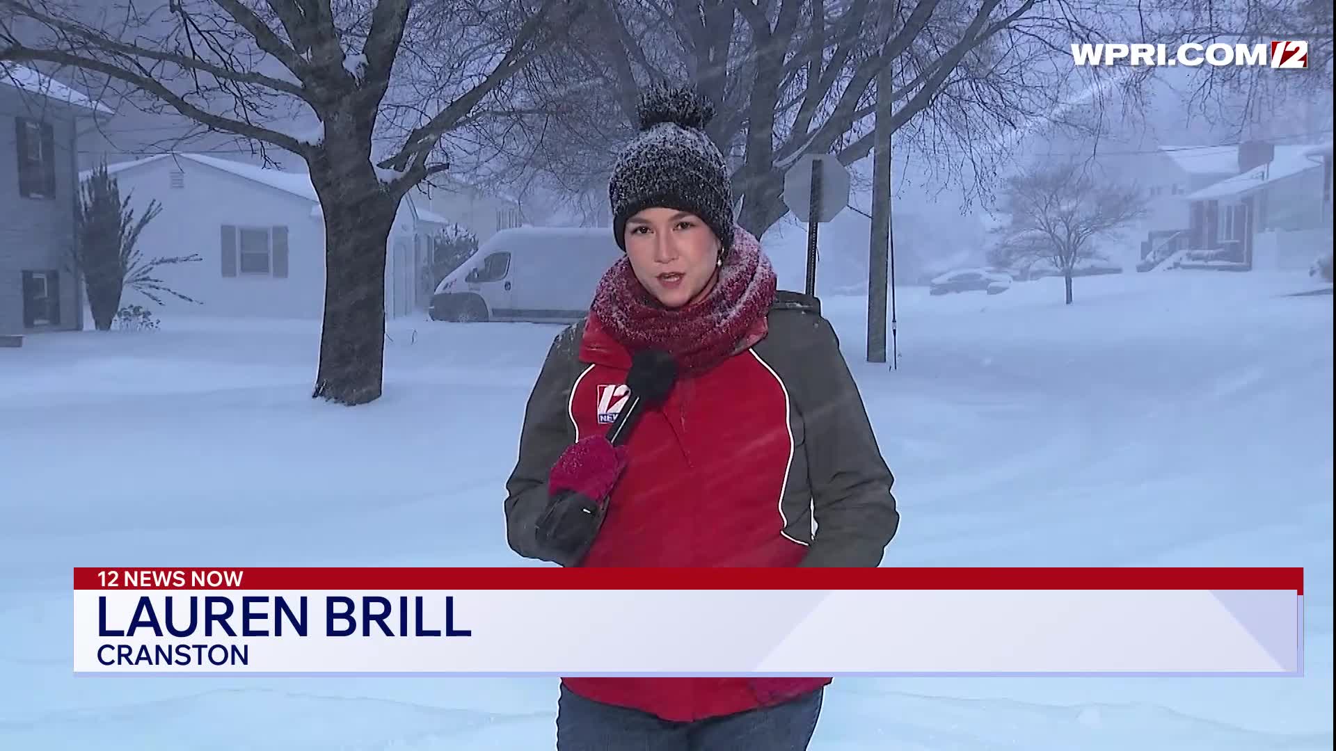 12 News Now: Snowstorm conditions from Cranston, Sunday 5 pm