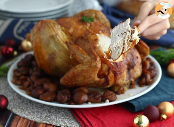 Traditional roasted capon with chestnuts