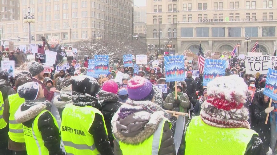 Protesters rally in Chicago despite snow after man is killed by federal ...