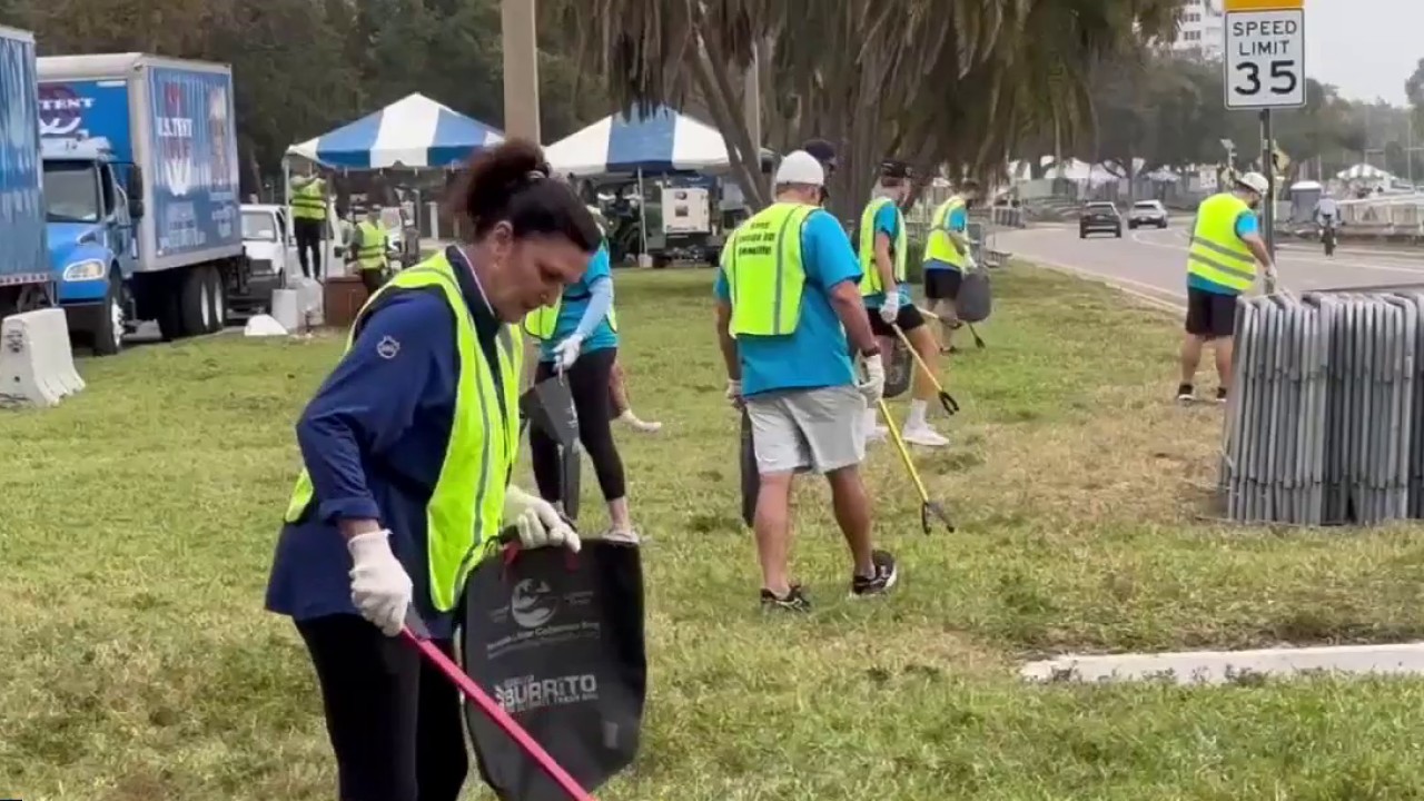 Volunteers clean up after Children's Gasparilla Parade
