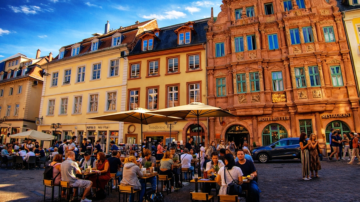 Walking through Heidelberg’s old town square