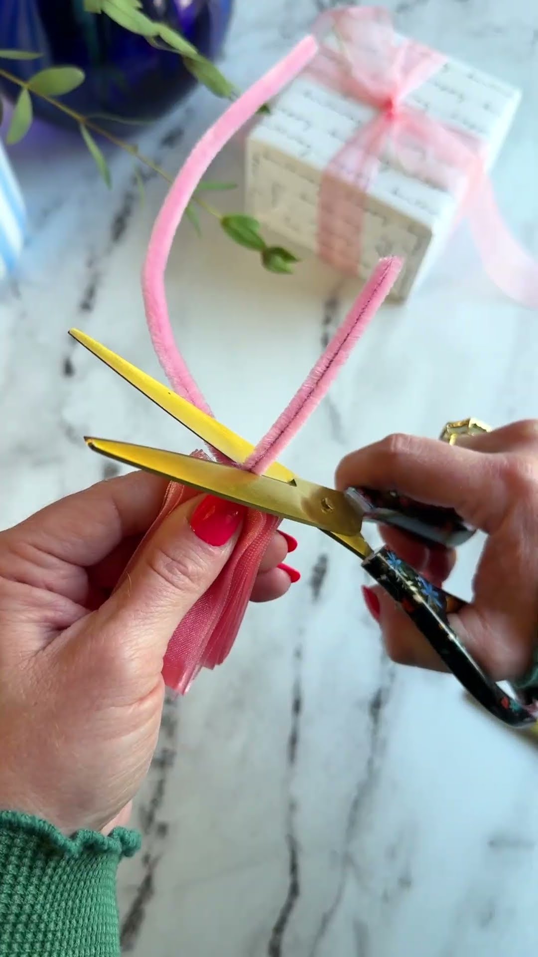 Easy pom pom bow! ️ #crafting #gifting #ribbon #bows #handmadewithlove