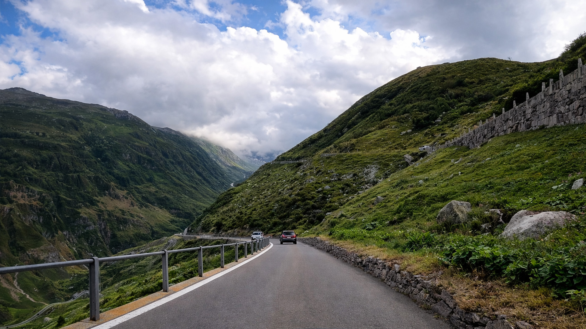 Driving Furka Pass Switzerland through high alpine landscapes (4K)