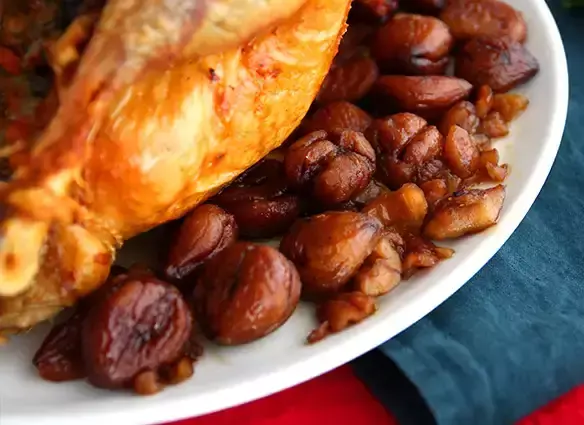 Traditional roasted capon with chestnuts