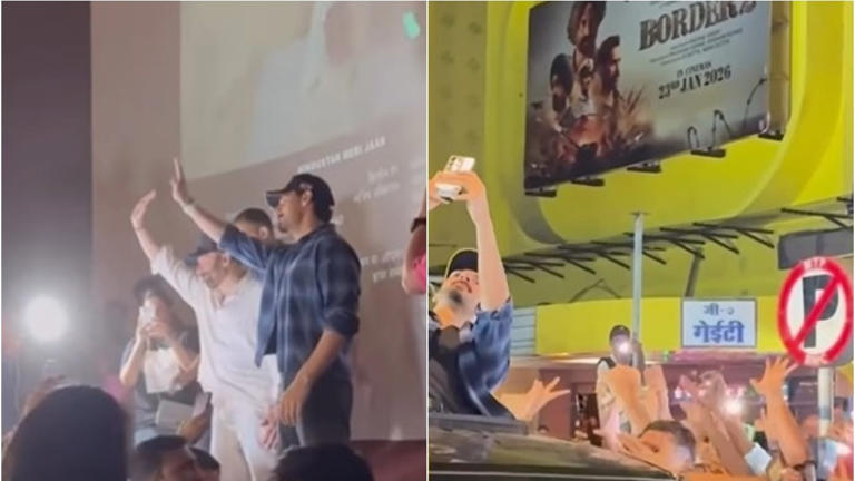 Border 2 fever: Sunny Deol, Ahan Shetty meet roaring fans at Gaiety ...