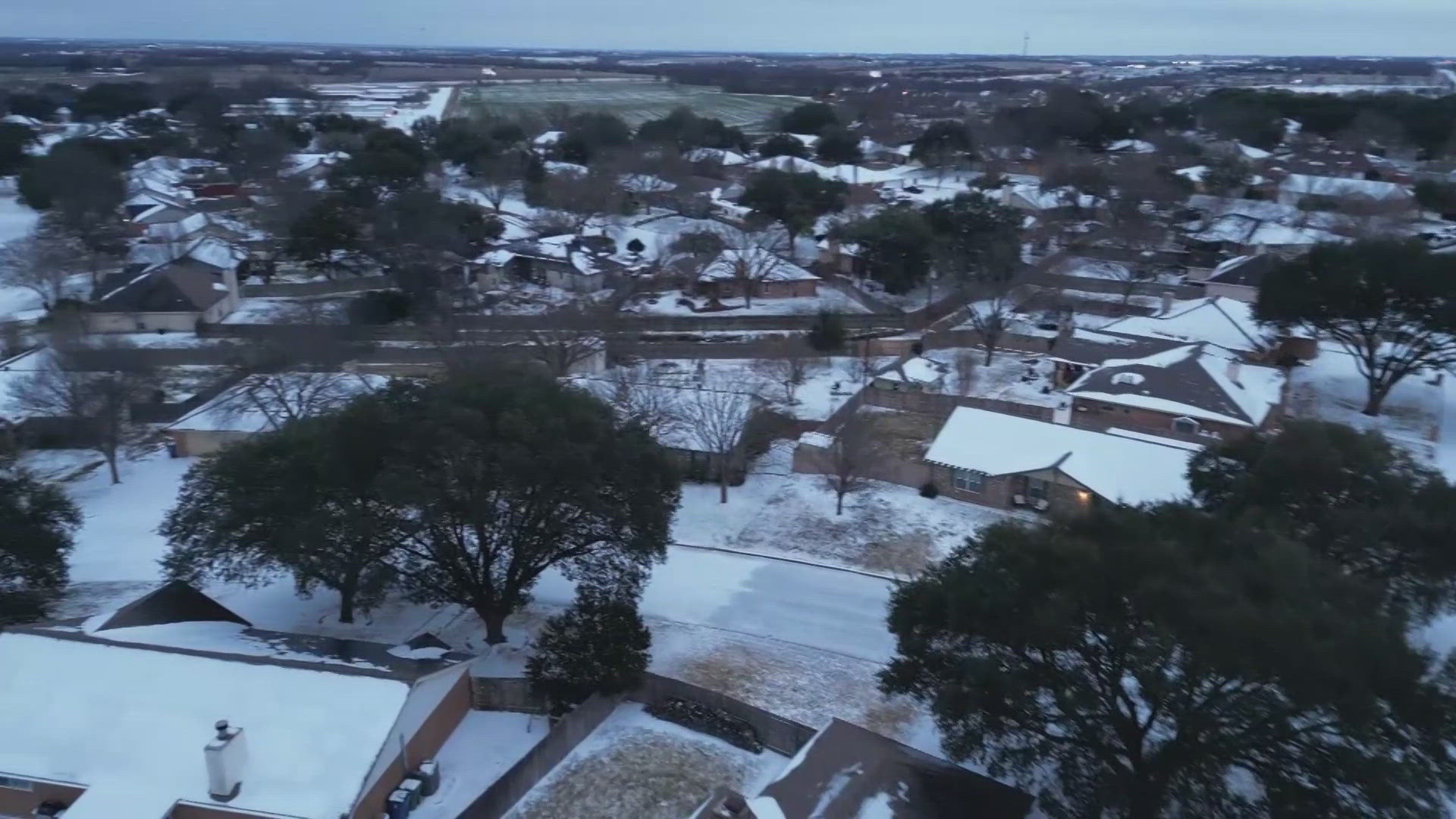 Aerial view of snowfall in Hewitt