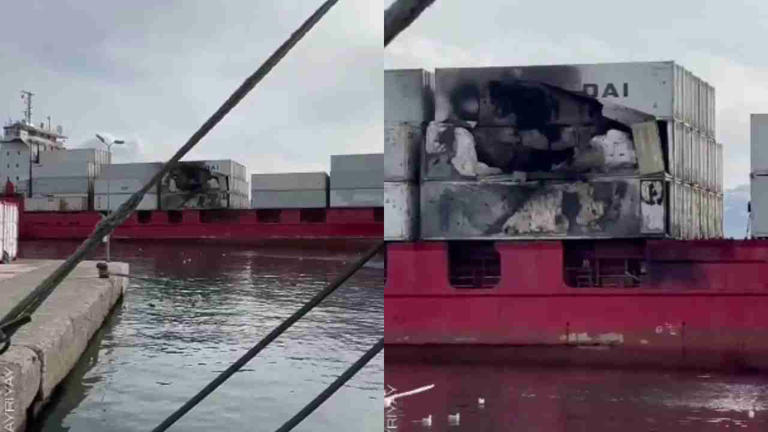 Drone attack damages containers on the ship Aurelia after leaving ...