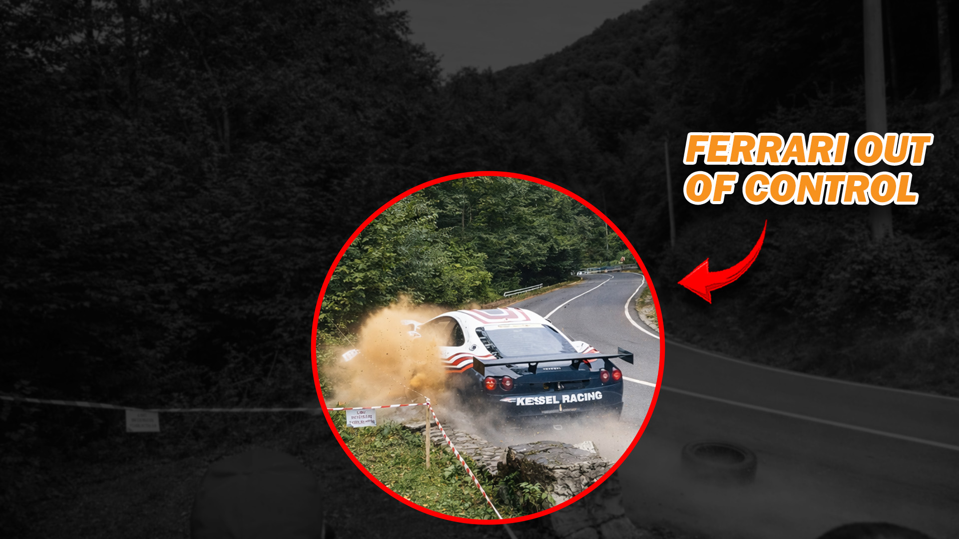 Ferrari loses control during a track session