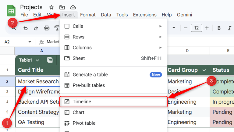 How to build a dynamic timeline in Google Sheets