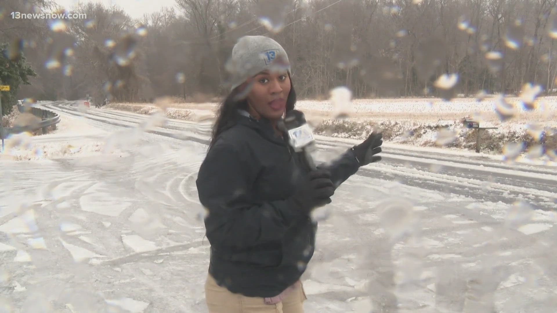 Road conditions in Smithfield were slushy on Sunday morning