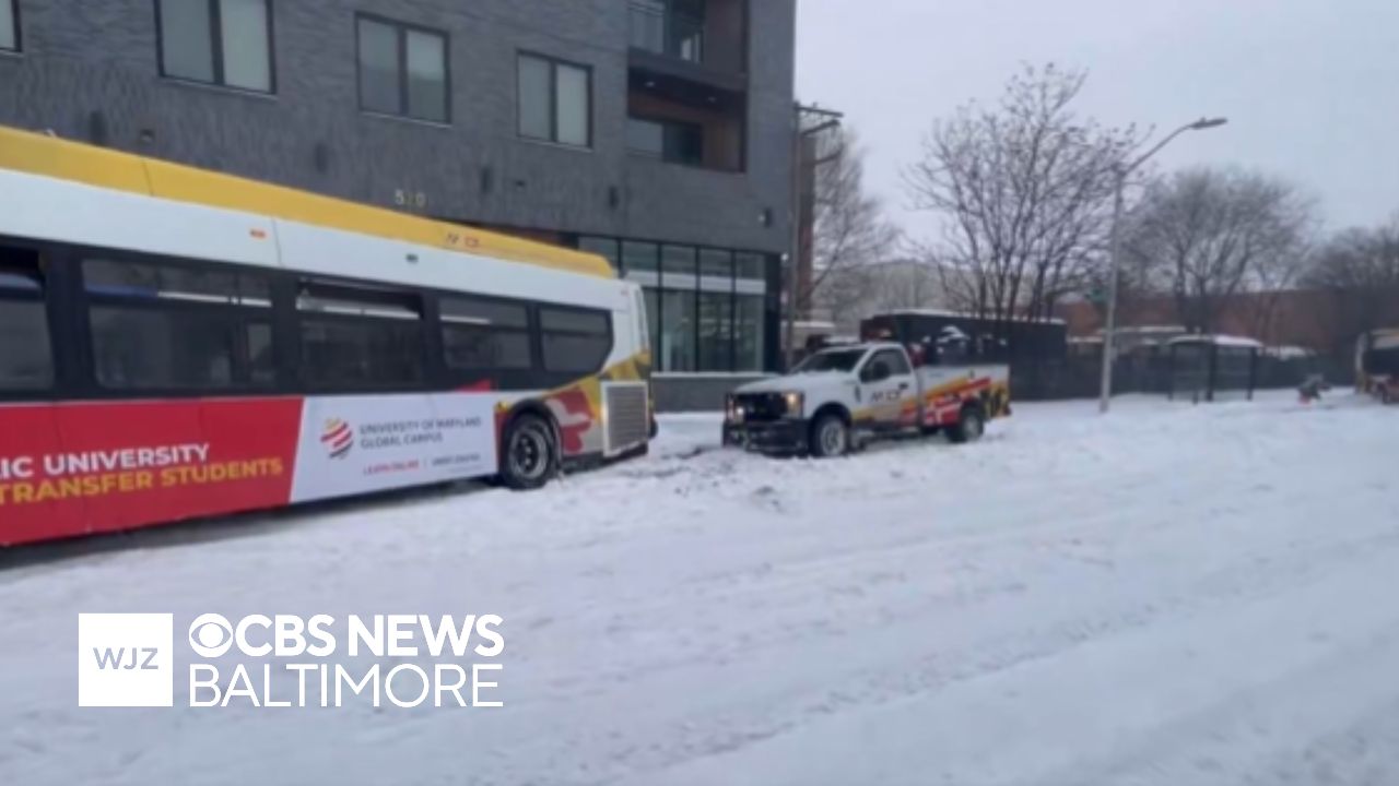 Snow and ice blanket Maryland as crews work to clear roads