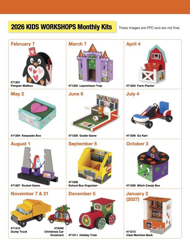 Free kids workshops are back at Home Depot every first Saturday of the ...