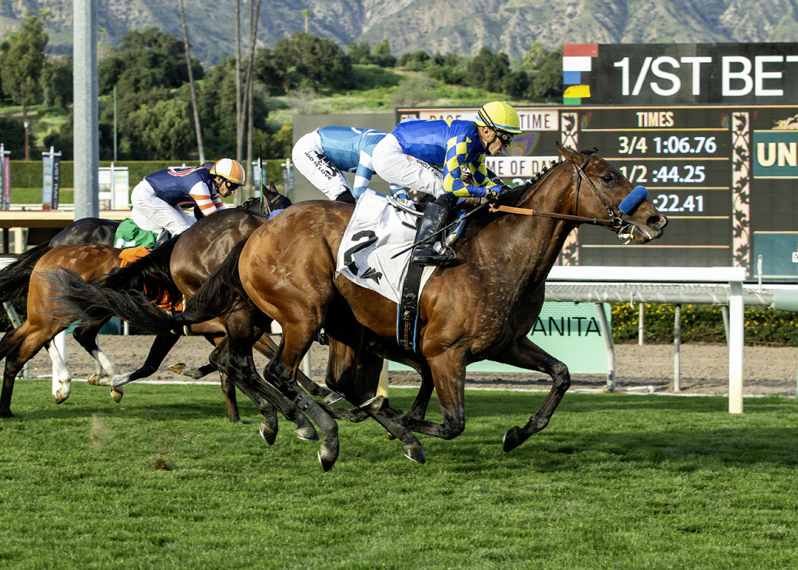 Greenwich Village makes last-to-first run to win Santa Anita's Baffle ...