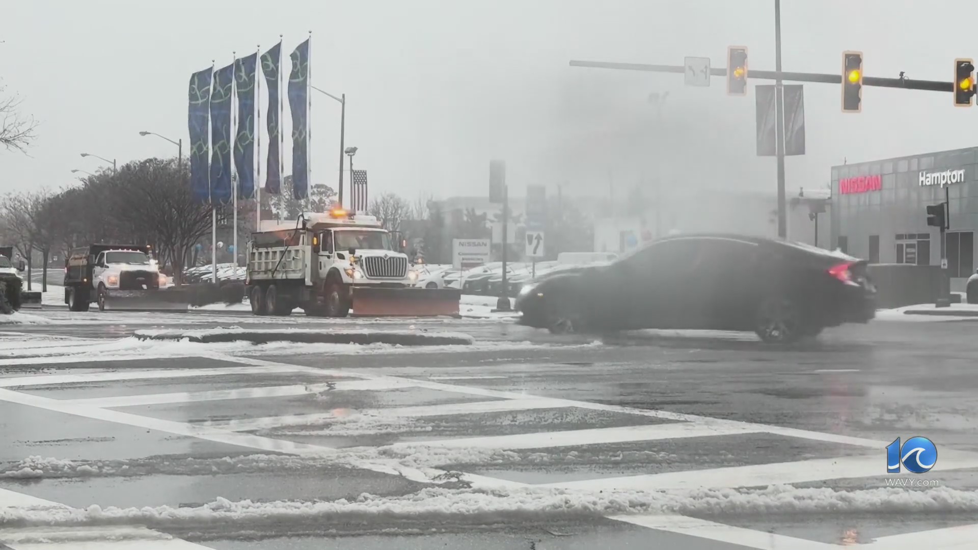 Motorists across Hampton Roads brave the roads Sunday morning