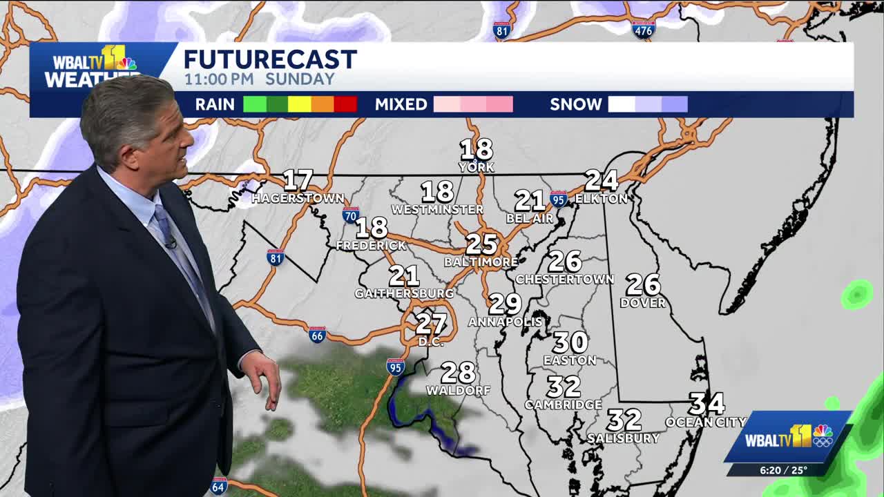 Wintry mix to exit Baltimore region around 9 p.m.