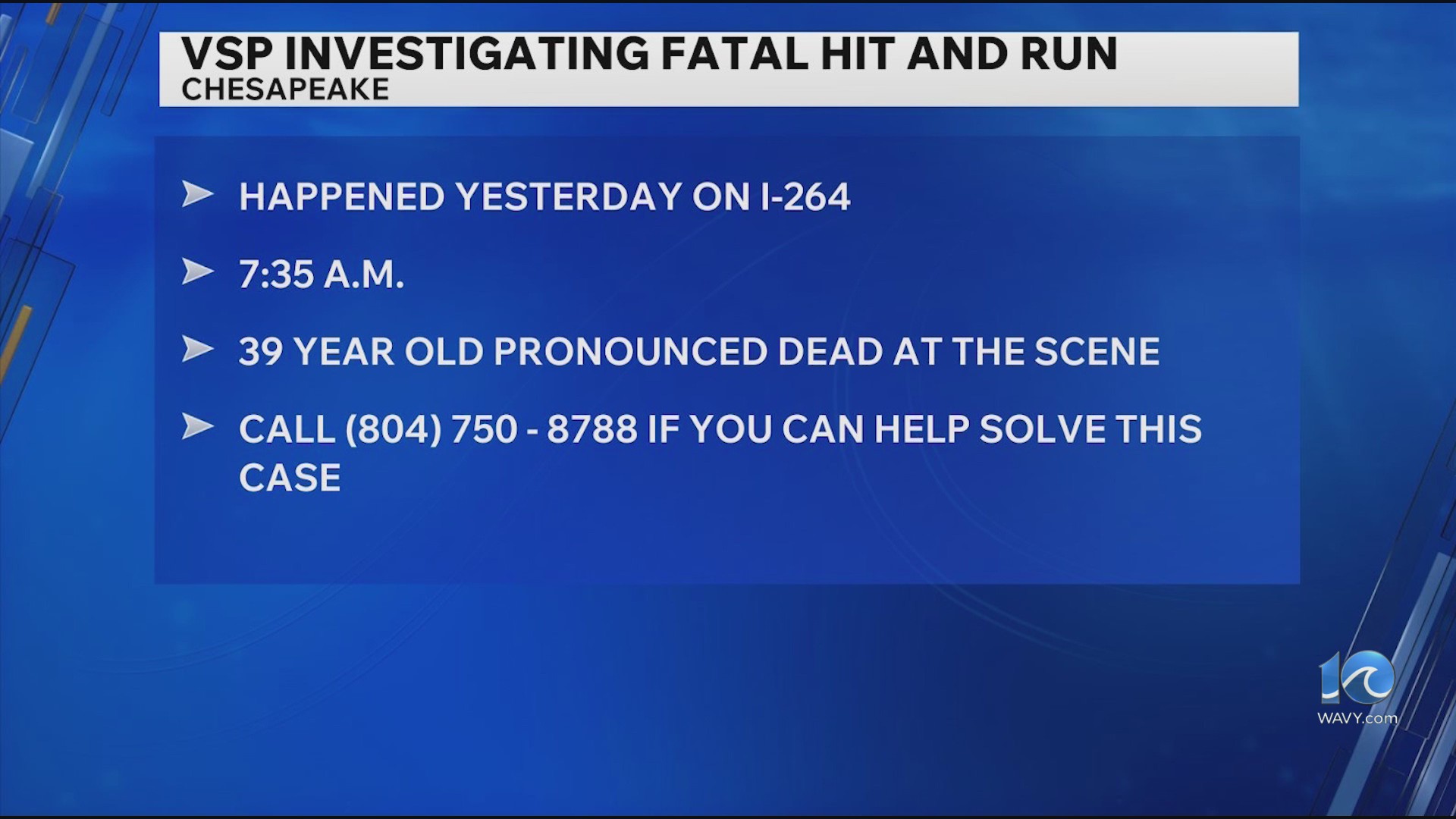 VSP investigating Fatal hit-and-run under investigation on I-264 in ...