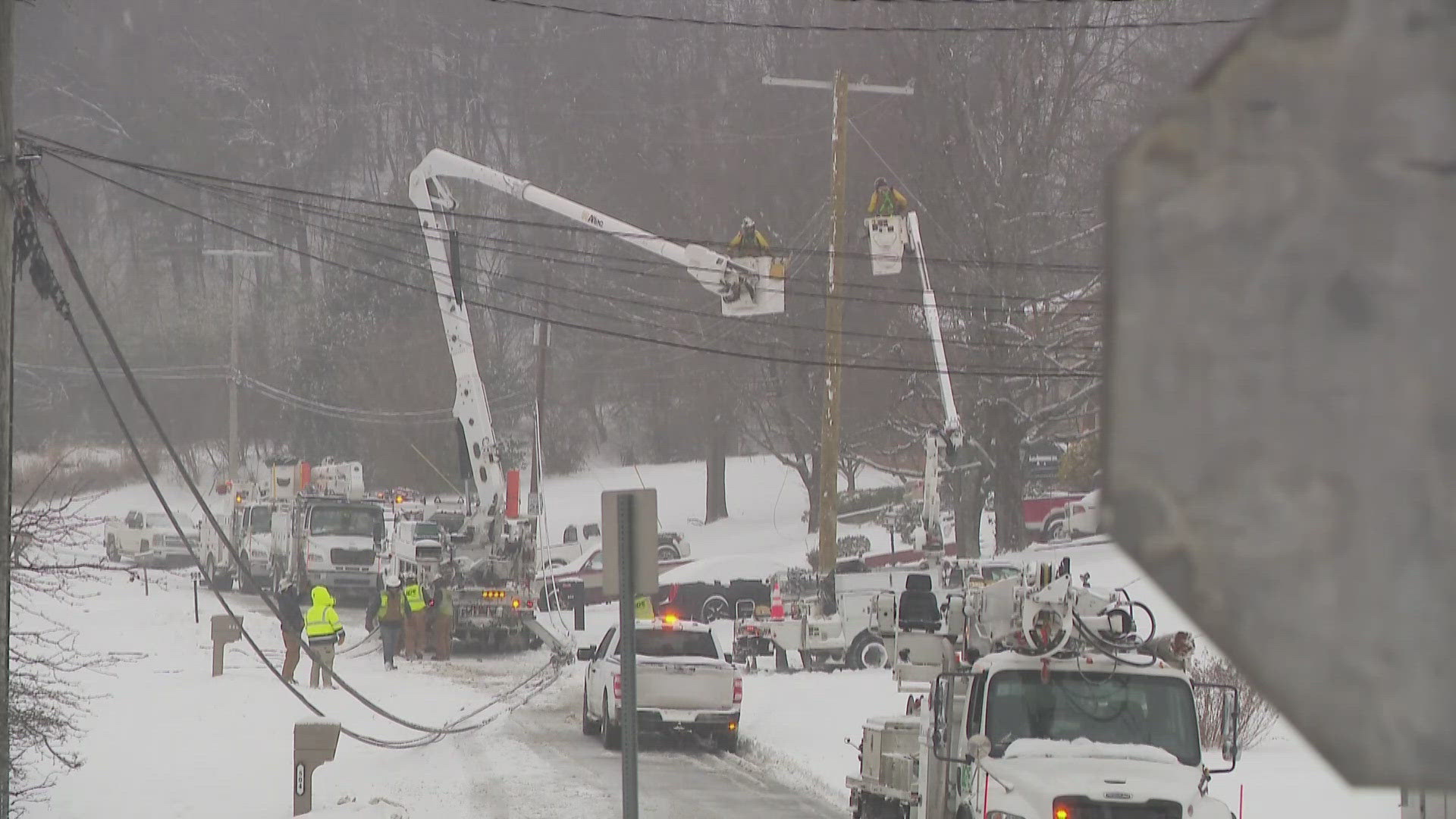 Power returns after salt truck hit lines