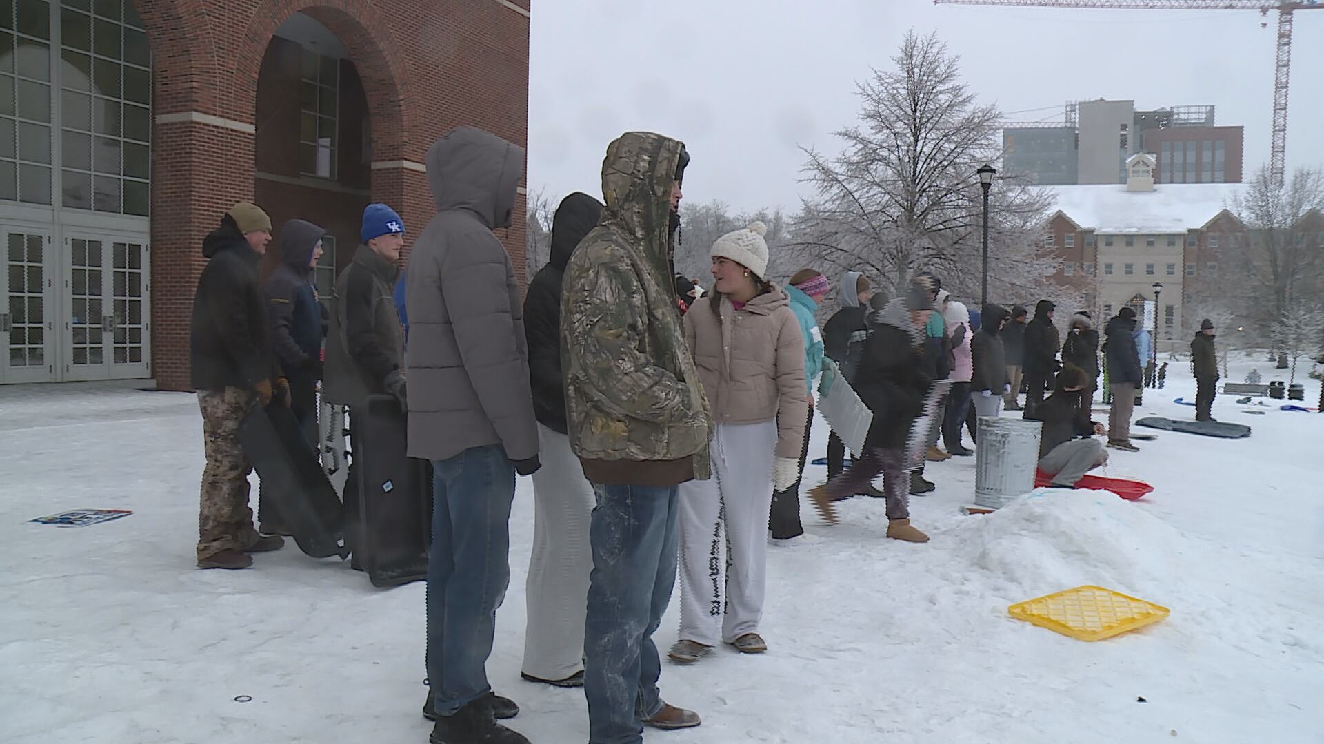UK students enjoy sledding at William T Young Library