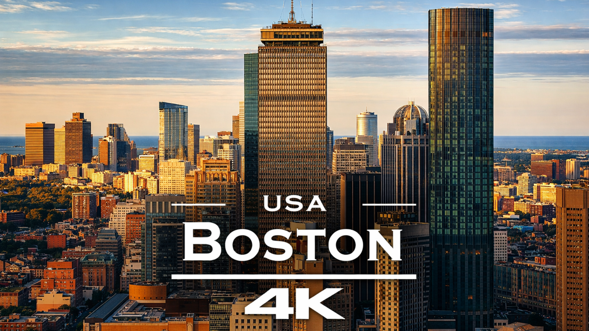 Golden hour over Boston cinematic 4K drone cityscapes