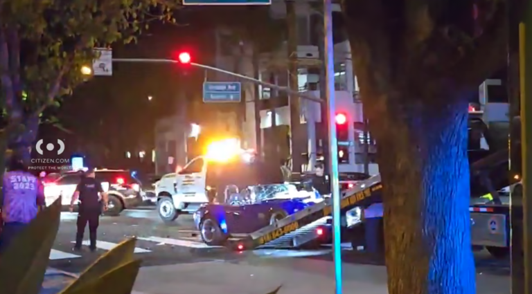 Classic car totaled in violent two-vehicle crash in Burbank