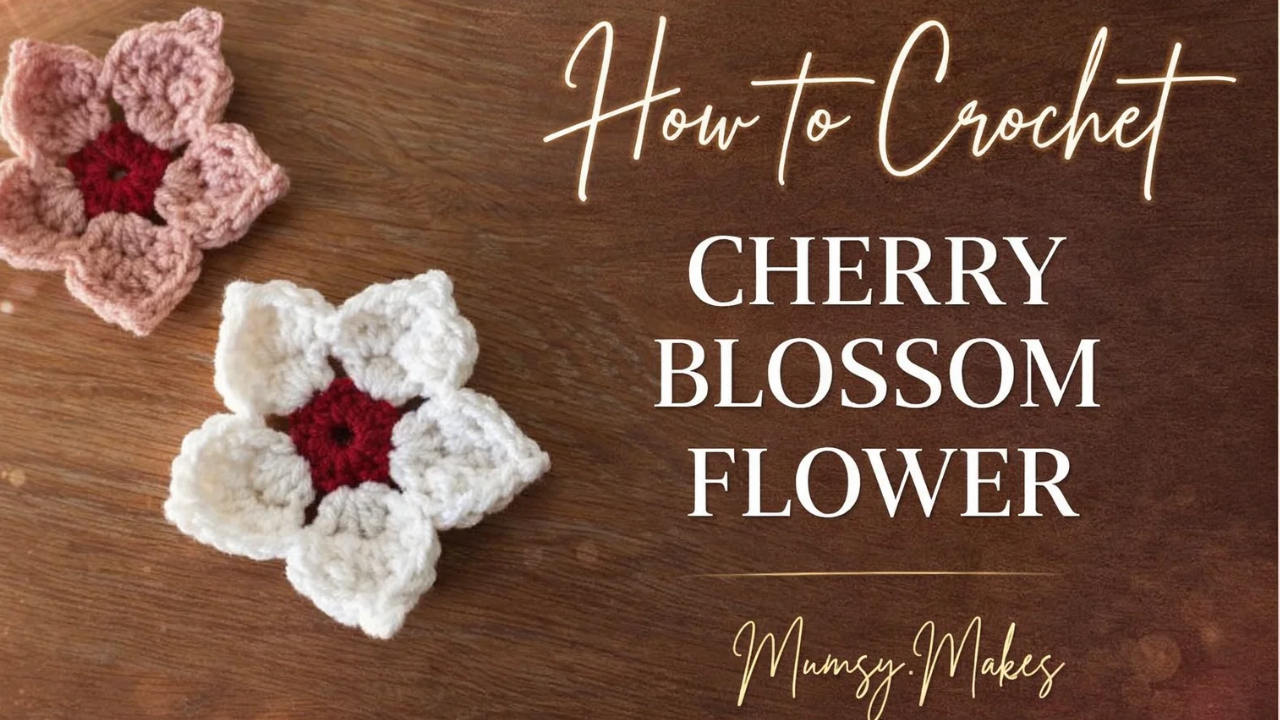 Crochet cherry blossom flower tutorial easy flower pattern